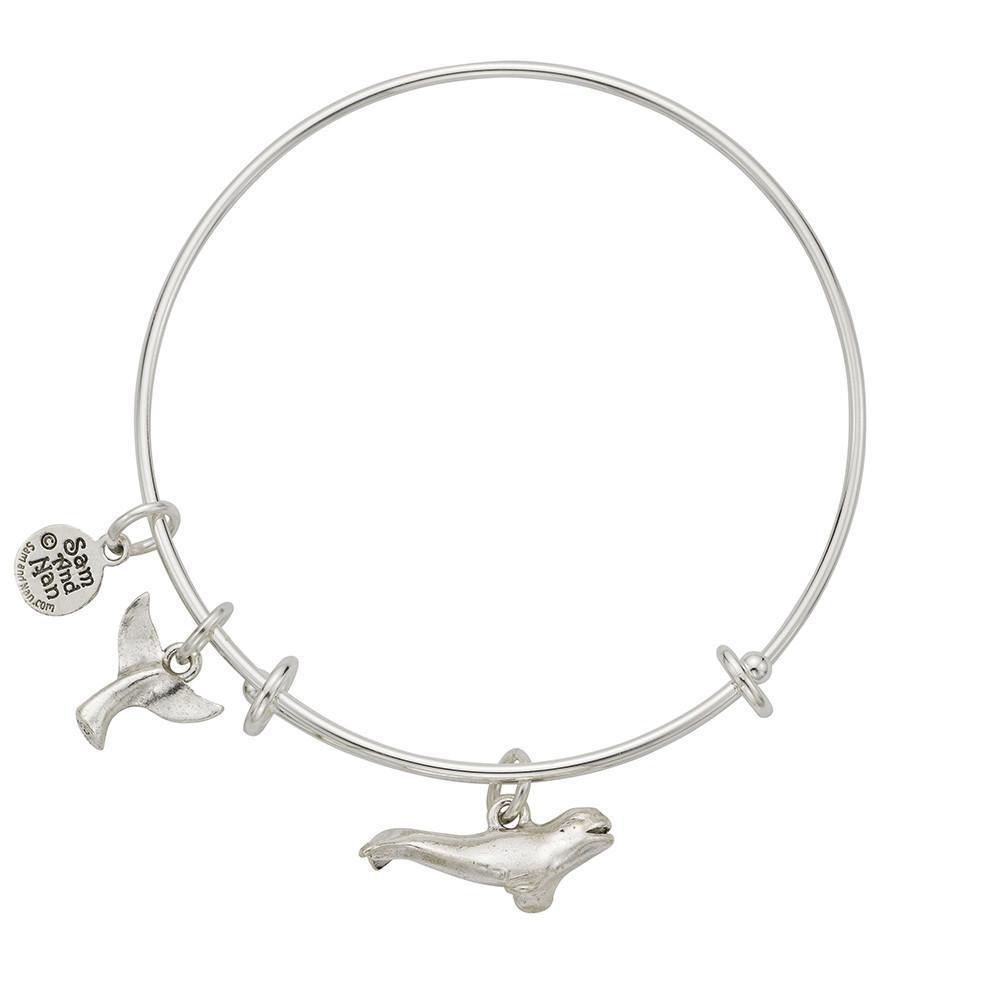 Beluga Whale Tale Charm Bangle Bracelet - Watchus