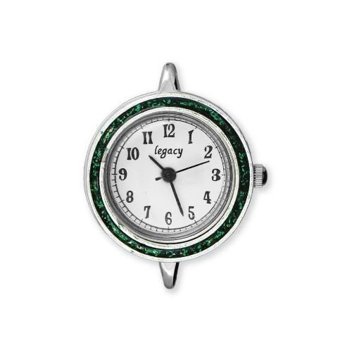Round Bracelet Watch Face with Green Epoxy - Watchus